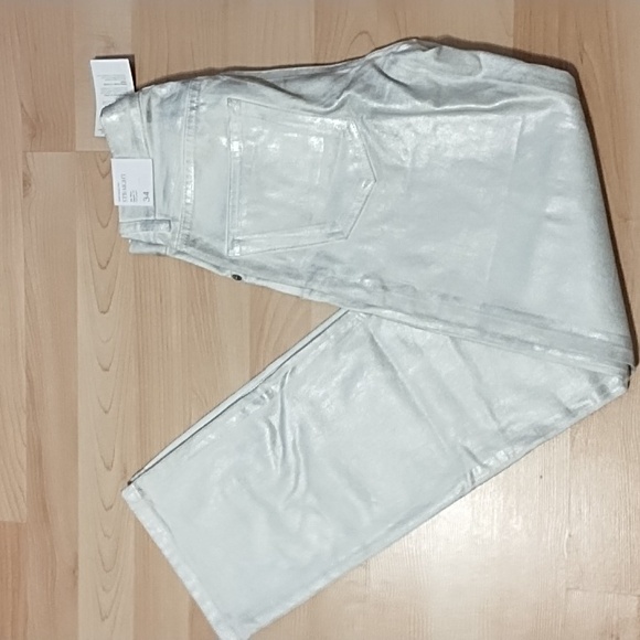 Mango | Jeans | Nwt Mango Silver Metallic Straight Leg Jeans 34 Great ...